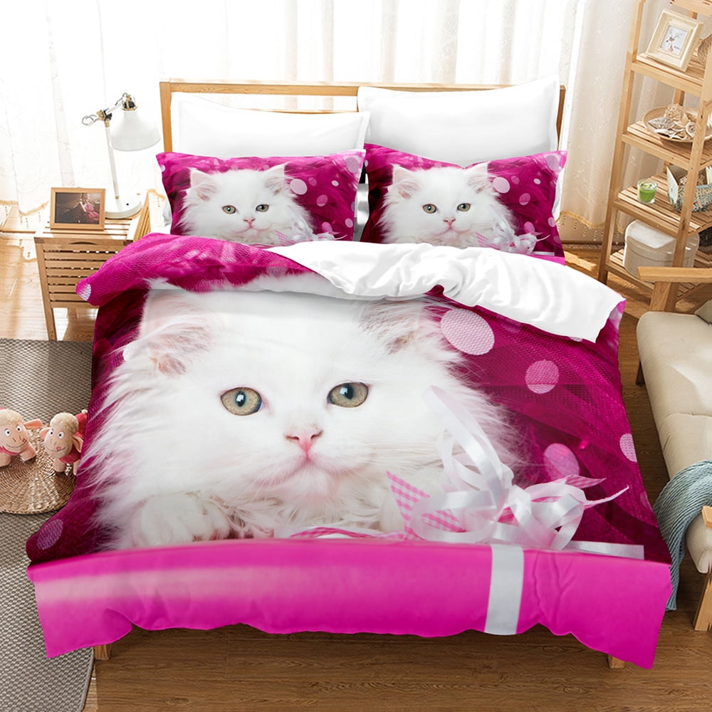 3pcs animal cat 3D printing quilt cover, Cats Print Quilt Cover for ...