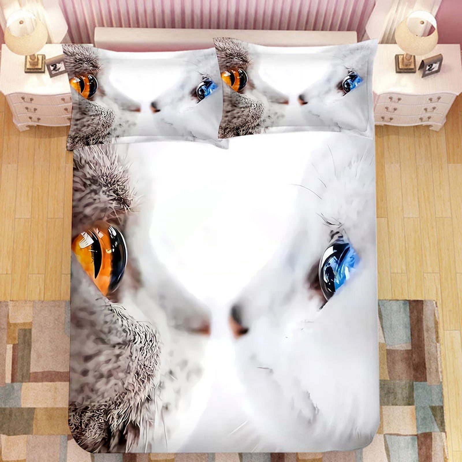 3pcs animal cat 3D printing quilt cover, Cats Print Quilt Cover for ...