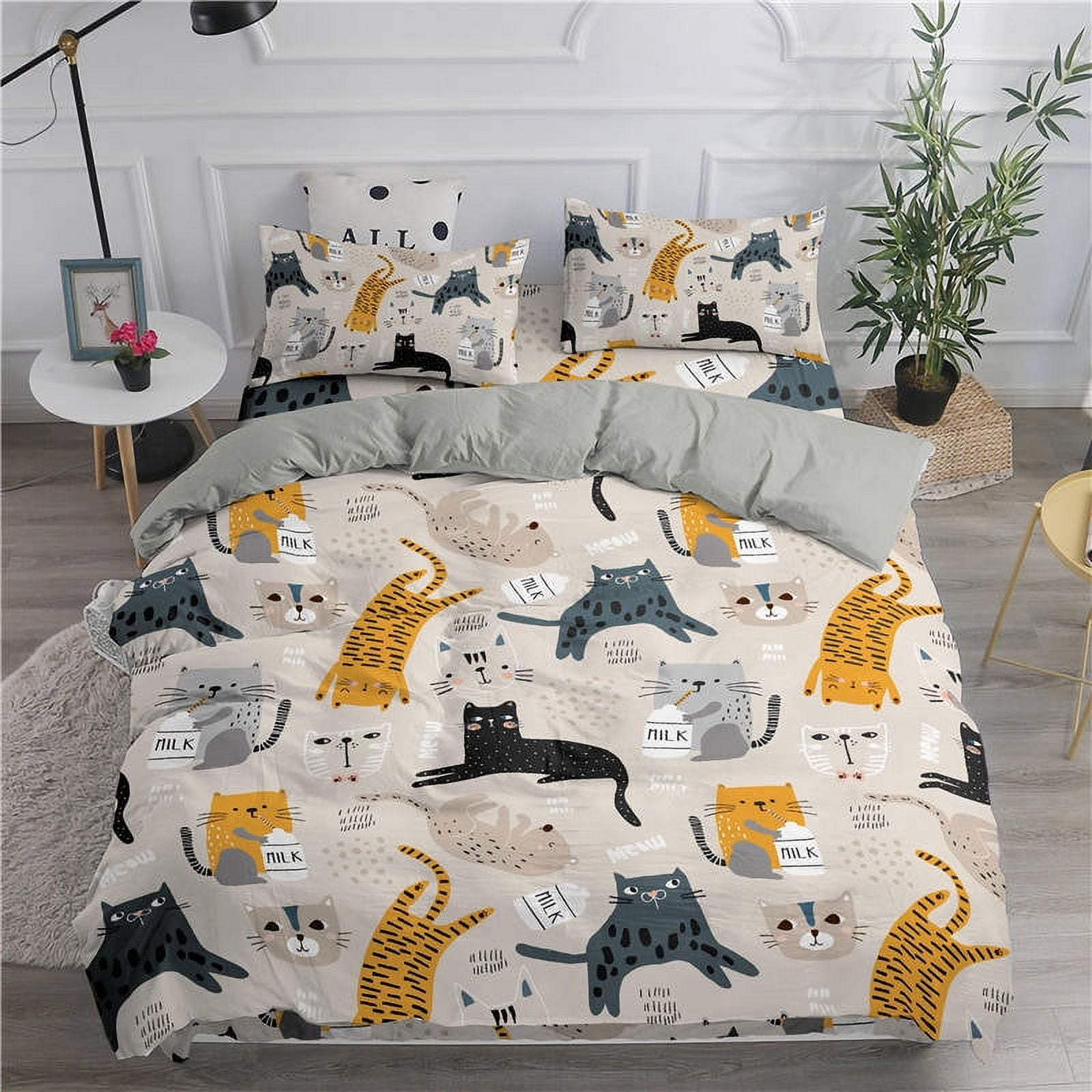 3pcs animal cat 3D printing quilt cover, Home Cat Print Bedding ...
