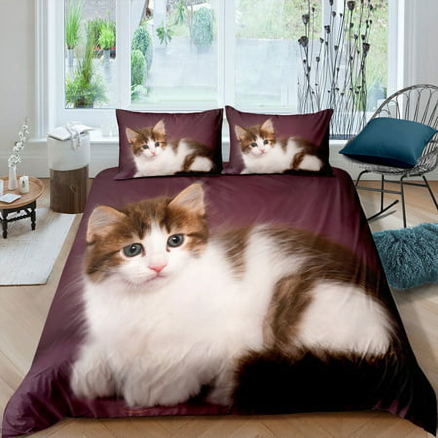 3pcs animal cat 3D printing quilt cover, Home Textile Cartoons Cute Cat ...
