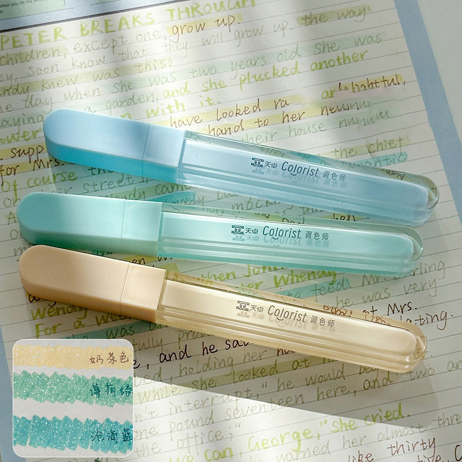 3pcs/box Kawaii Glitter Highlighters Bling Fluorescent Pens Art Markers ...