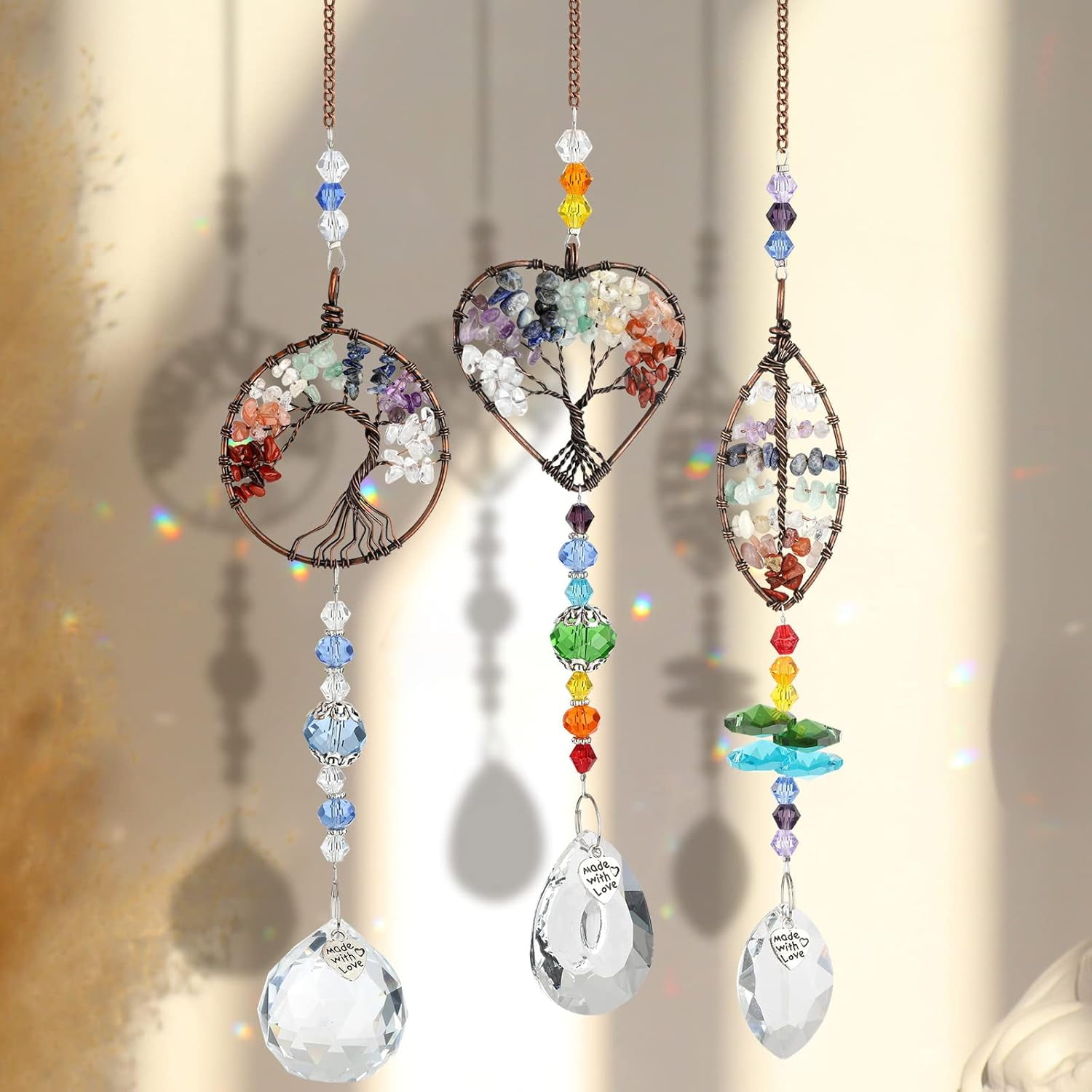3pcs crystal light catcher tree of life crystal hanging rainbow maker ...