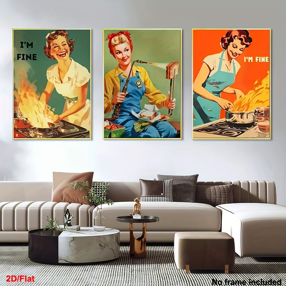 3pcs decorative canvas art set, 2D frameless prints in various sizes ...