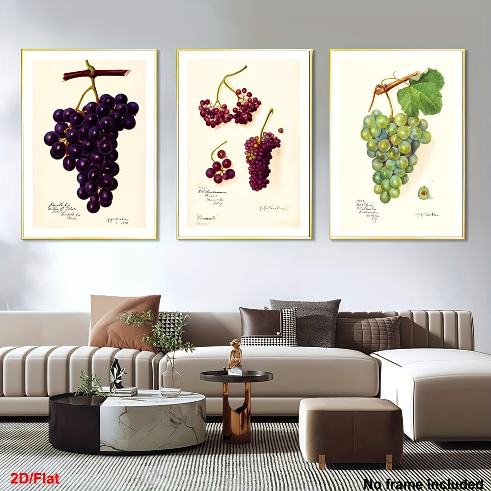 3pcs decorative painting set, 2D frameless canvas art featuring a trio ...