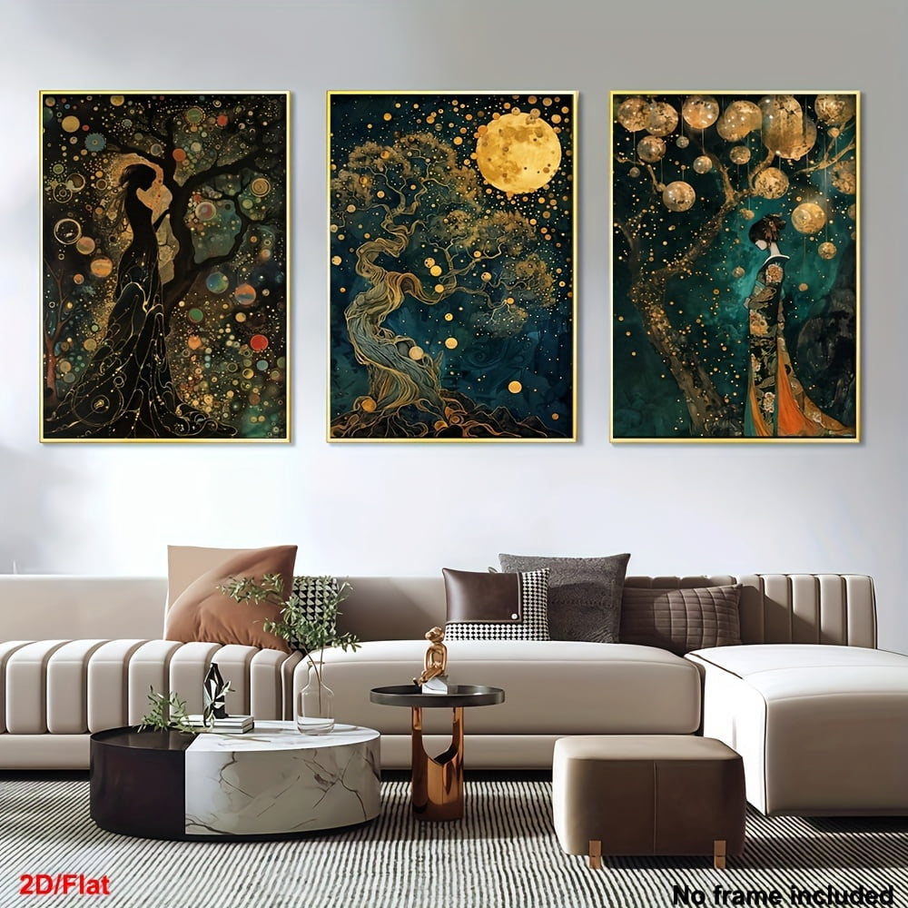 3pcs decorative painting set, 2D frameless canvas art - a trio of ...