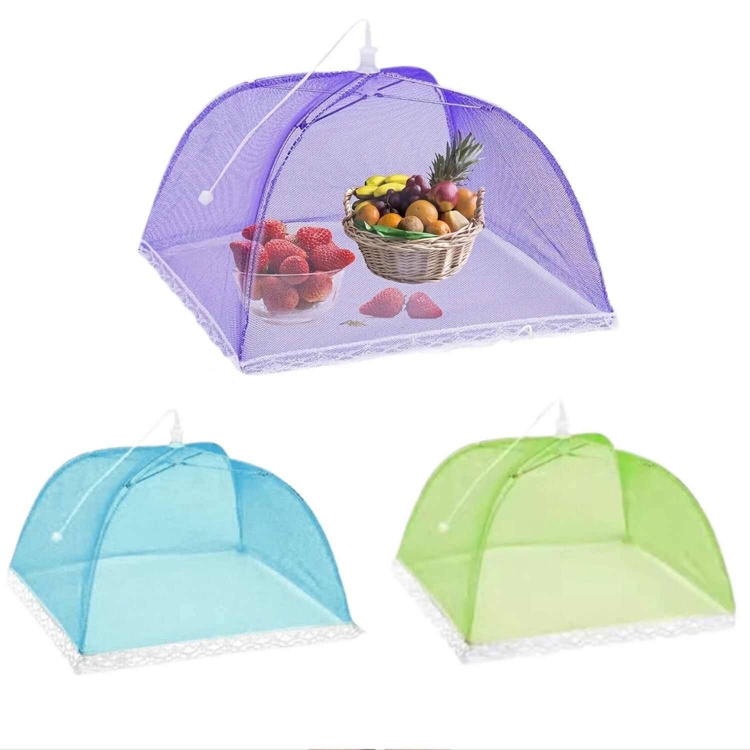 3pcs food nets, 12 inches pop-up foldable food protection nets for ...