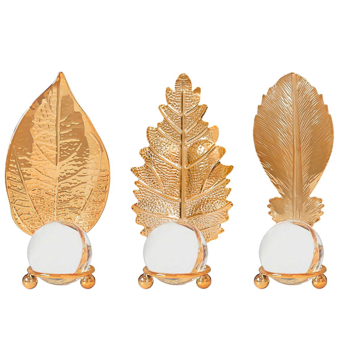 3pcs iron art simple gold leaf crystal ball home table metal handicraft ...