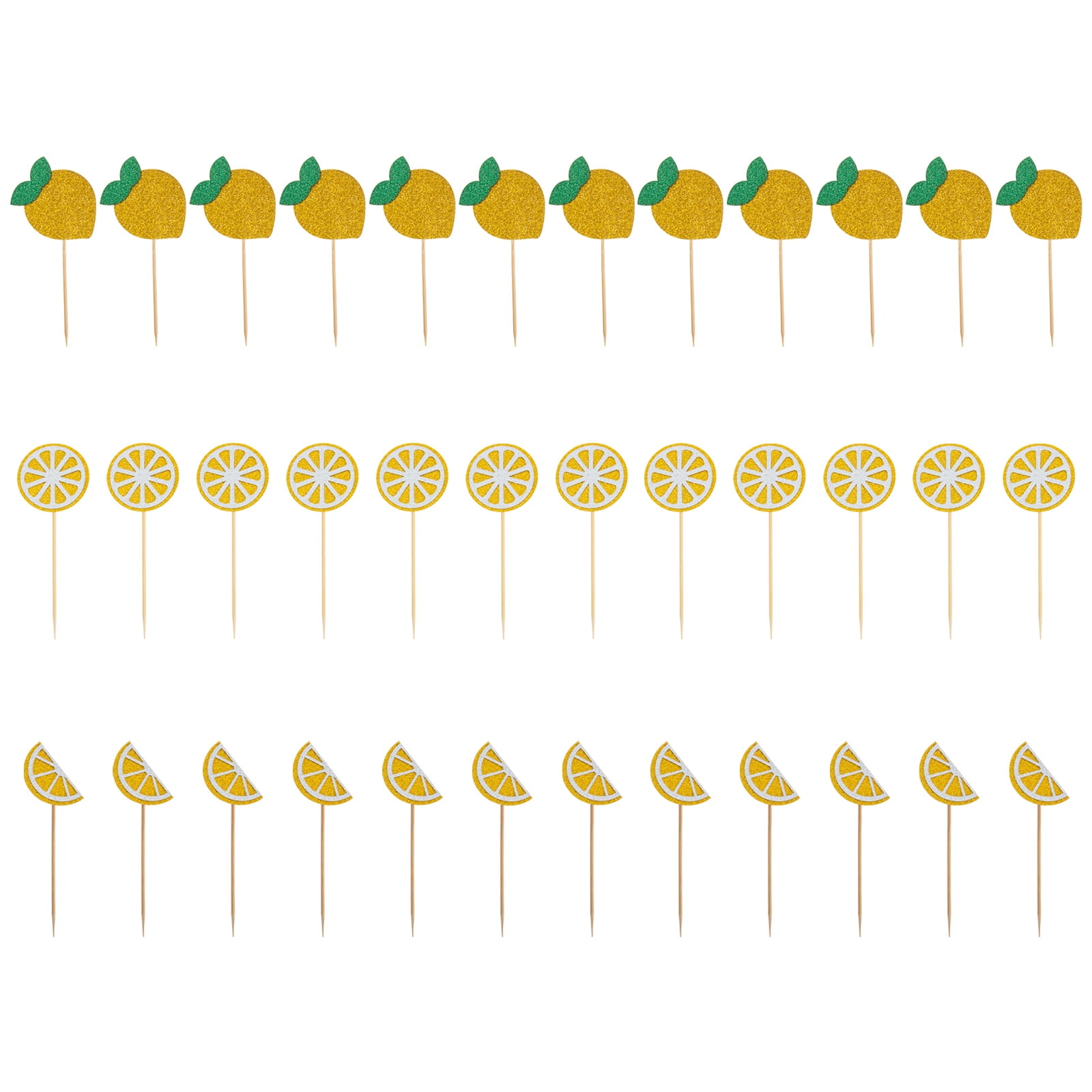3pcs Lemon Cupcake Toppers with 36 Fruit Toothpicks Cake Picks for ...