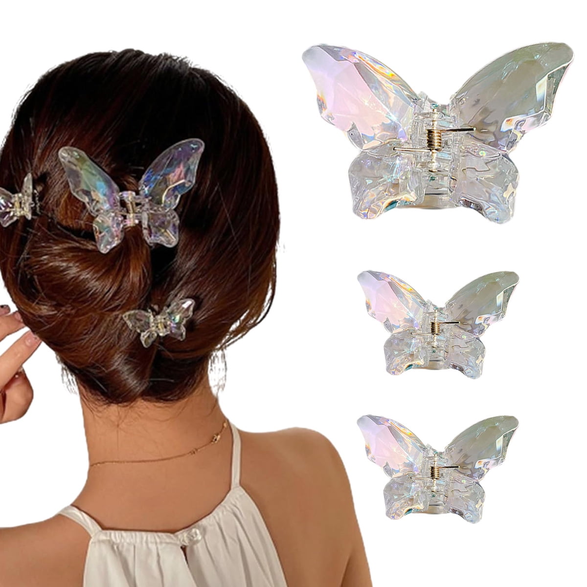 3pcs plastic butterfly hair grab for decorative hair, suitable for thin ...