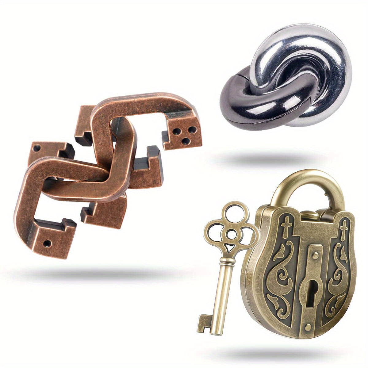 3pcs/set Brain Teaser Puzzles,Metal Cast Puzzle Games Toys,3D Puzzle ...