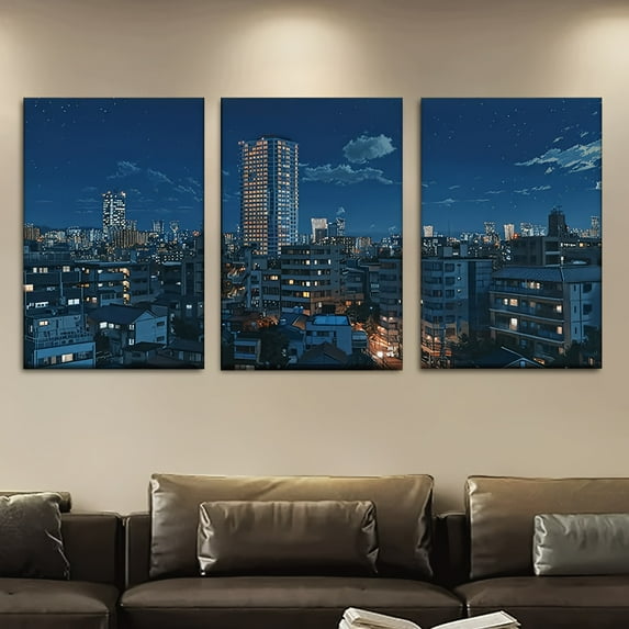 3pcs/set, Canvas painting--Unframed, 30x20inch, Modern city scenery at ...