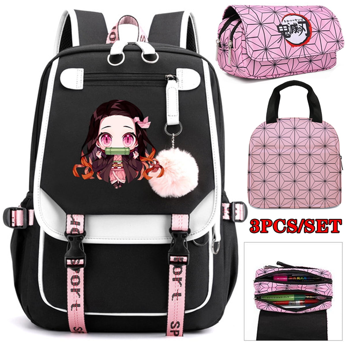 3pcs/set Demon Slayer Nezuko Book Bags School Backpacks - Walmart.com