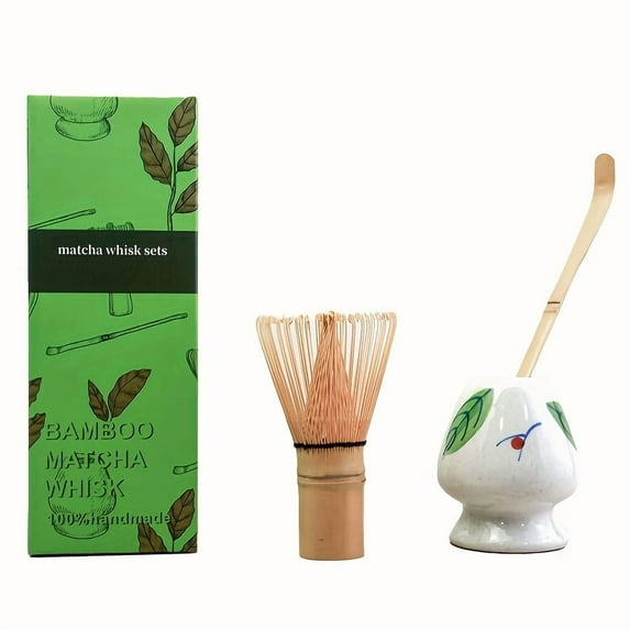 3pcs/set Matcha Set Bamboo Whisk Tea spoon Ceramic fittings Matcha ...