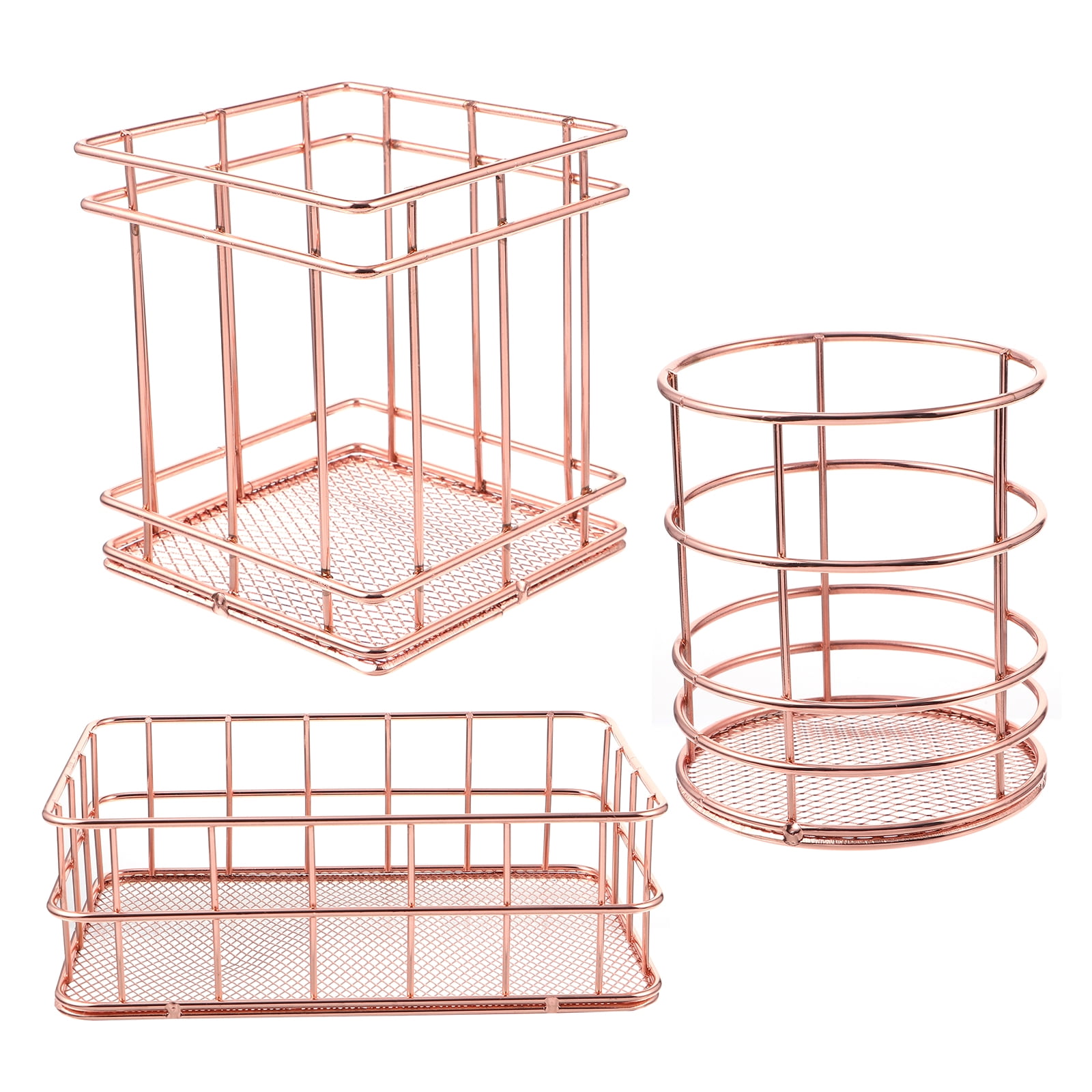 3pcs/set Mesh Storage Baskets Round Square Pen Container Stainless ...