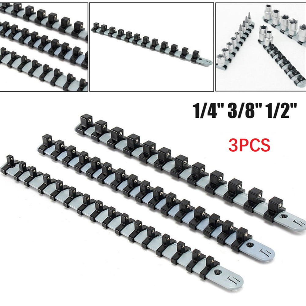 3pcs/set Plastic Socket Tray Rail Rack Storage Holder Organizer 1/4 3/8 ...