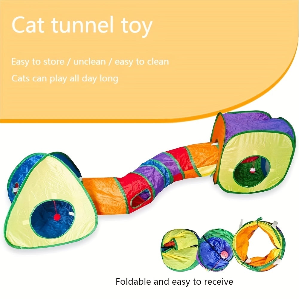 3pcsset Rainbow Color Cat Tunnel Tube Toy Foldable Cat Cubes Crinkle Cat Tent Cat Runway For