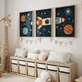 3pcs/set Retro Space Rocket Wall Art Set, Dark Blue Children's Room ...