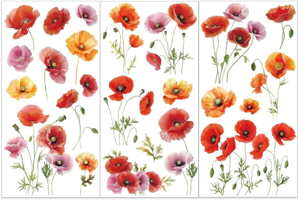 3pcs/set Rub on Transfers for DIY Crafts and Furniture 6x12 inch Floral ...