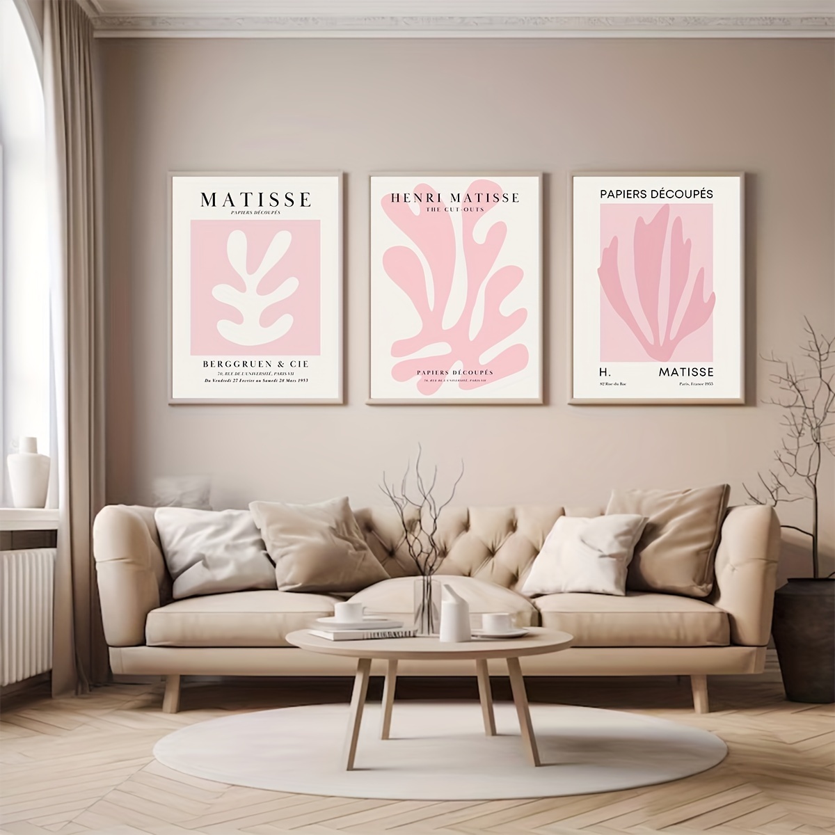 3pcs/set Unframed Canvas Poster, Modern Art, Pink Abstract Mattis ...