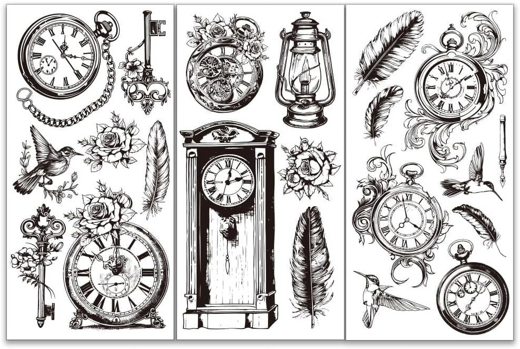 3pcs/set Vintage Clock Rub on Transfers for Furniture And Crafts 6x12 ...