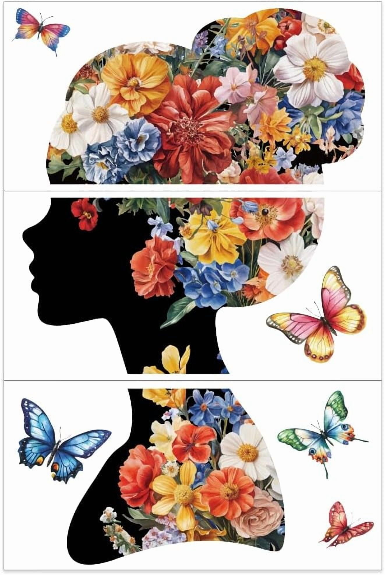3pcs/set Woman Silhouette Transfer Stickers 12x6 Inch Rub on Transfers ...