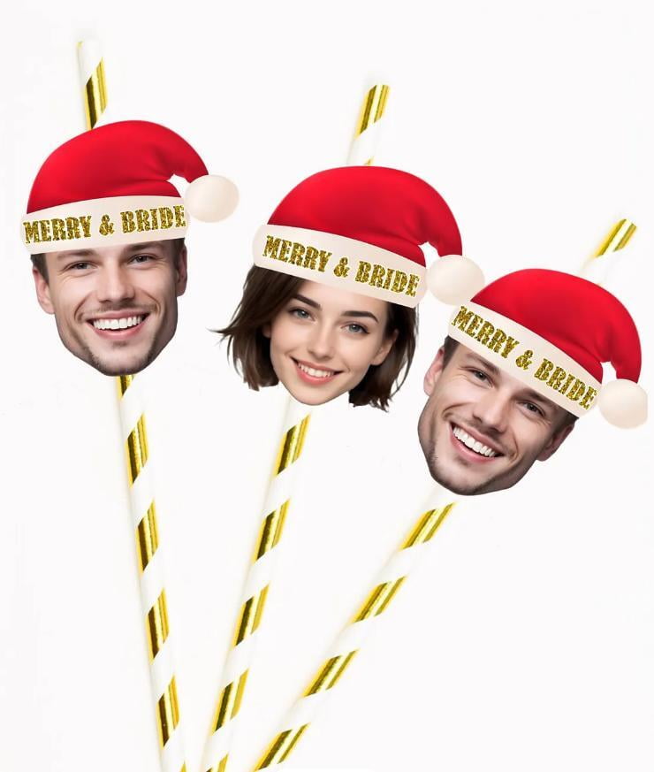 3pcsDrink straws personalized up to Santa face Bachelorette Straw ...