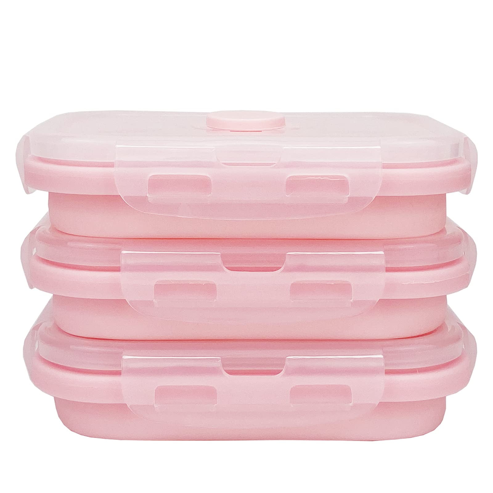 3piece Collapsible Food Storage Containers with Lids, Silicone Lunch ...