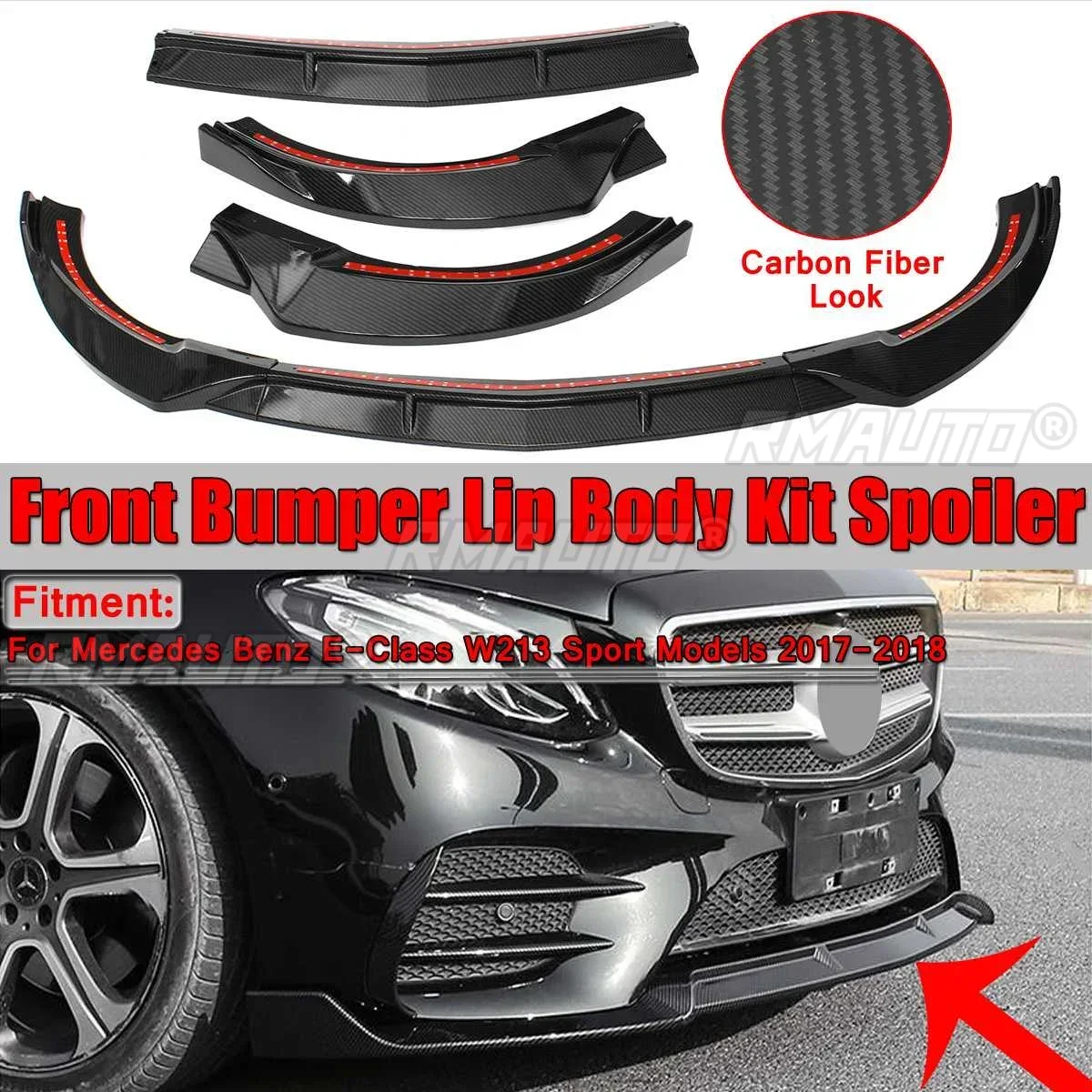 3piece W213 Car Front Lip Chin Bumper Lip Guard For Mercedes For Benz E ...