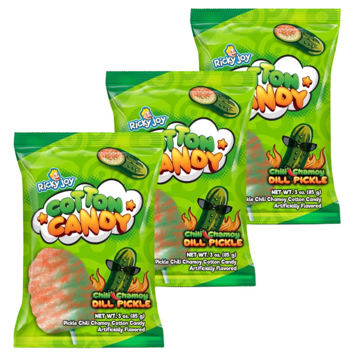 3pk Ricky Joy Chili Chamoy Pickle Cotton Candy (3 oz Each) – Sweet ...