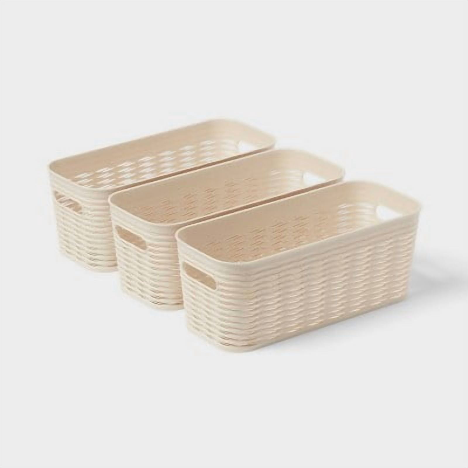 3pk Wave Half Medium Decorative Baskets Cream - Walmart.com