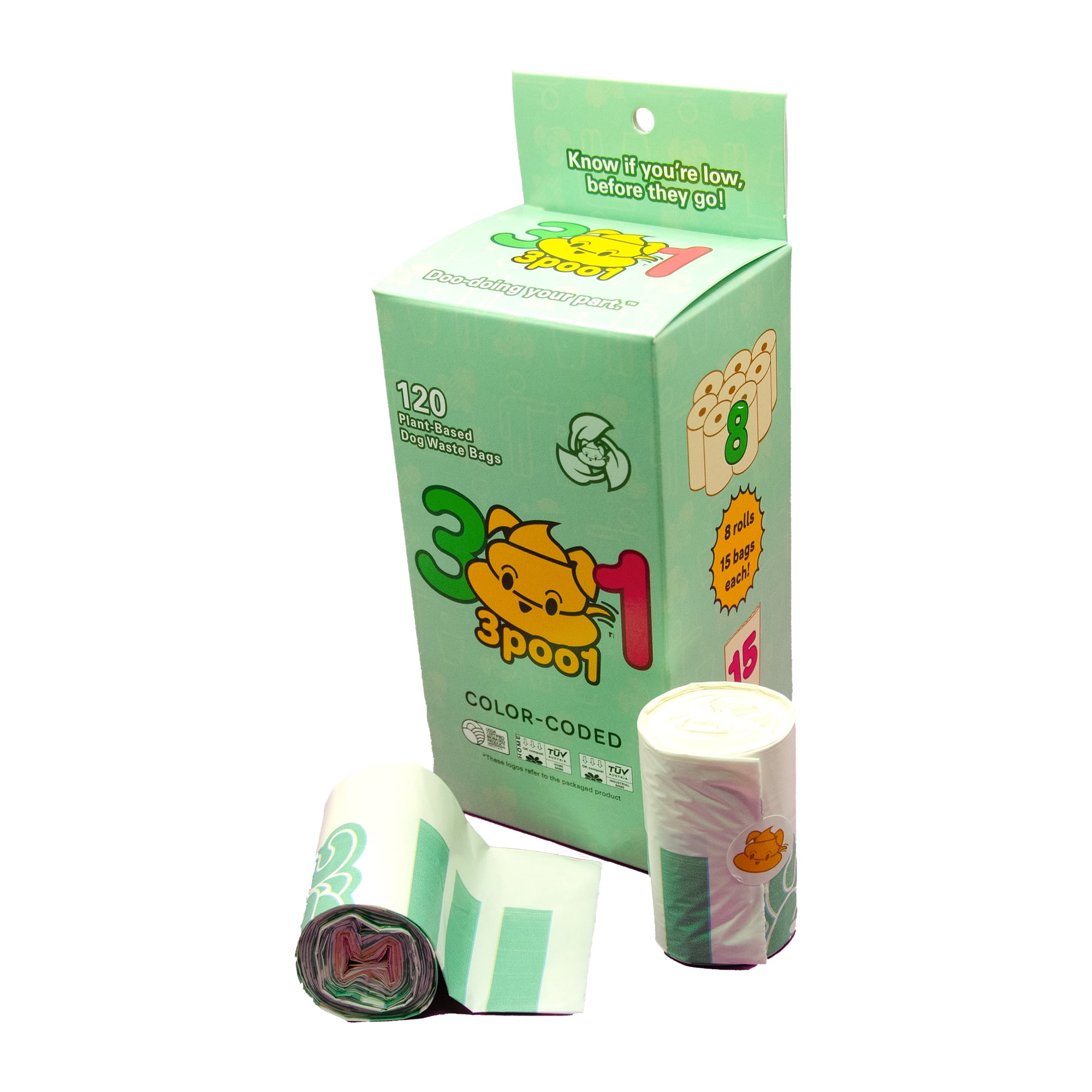 3poo1 - Color-Coded Dog Poop Bags - Made From Certified Compostable ...
