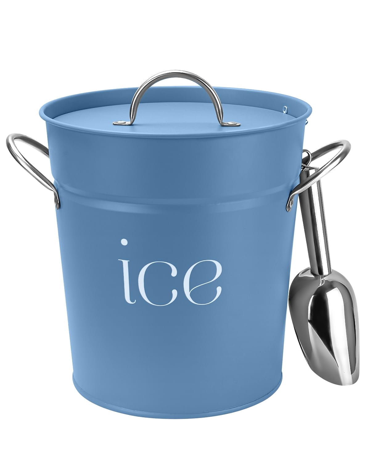 3qt Blue Galvanized Ice Bucket With Lid Scoop & Handles - Ideal For ...