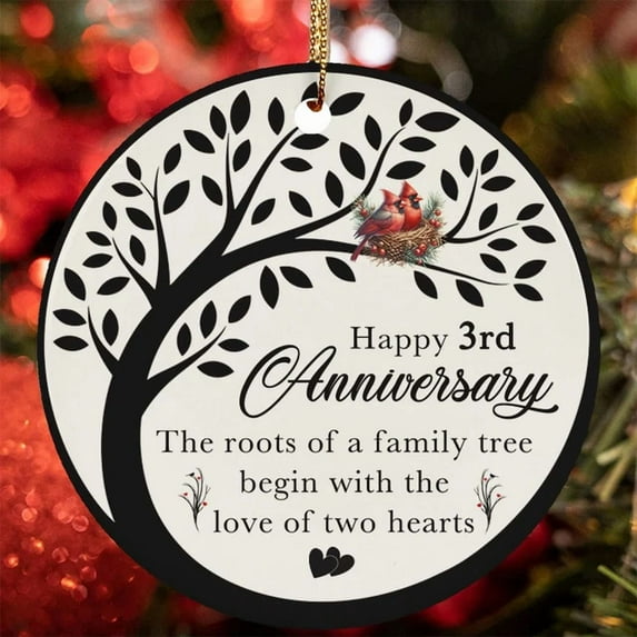 3rd Anniversary Ornament Red Cardinal Bird Love Tree Art 3 Year ...