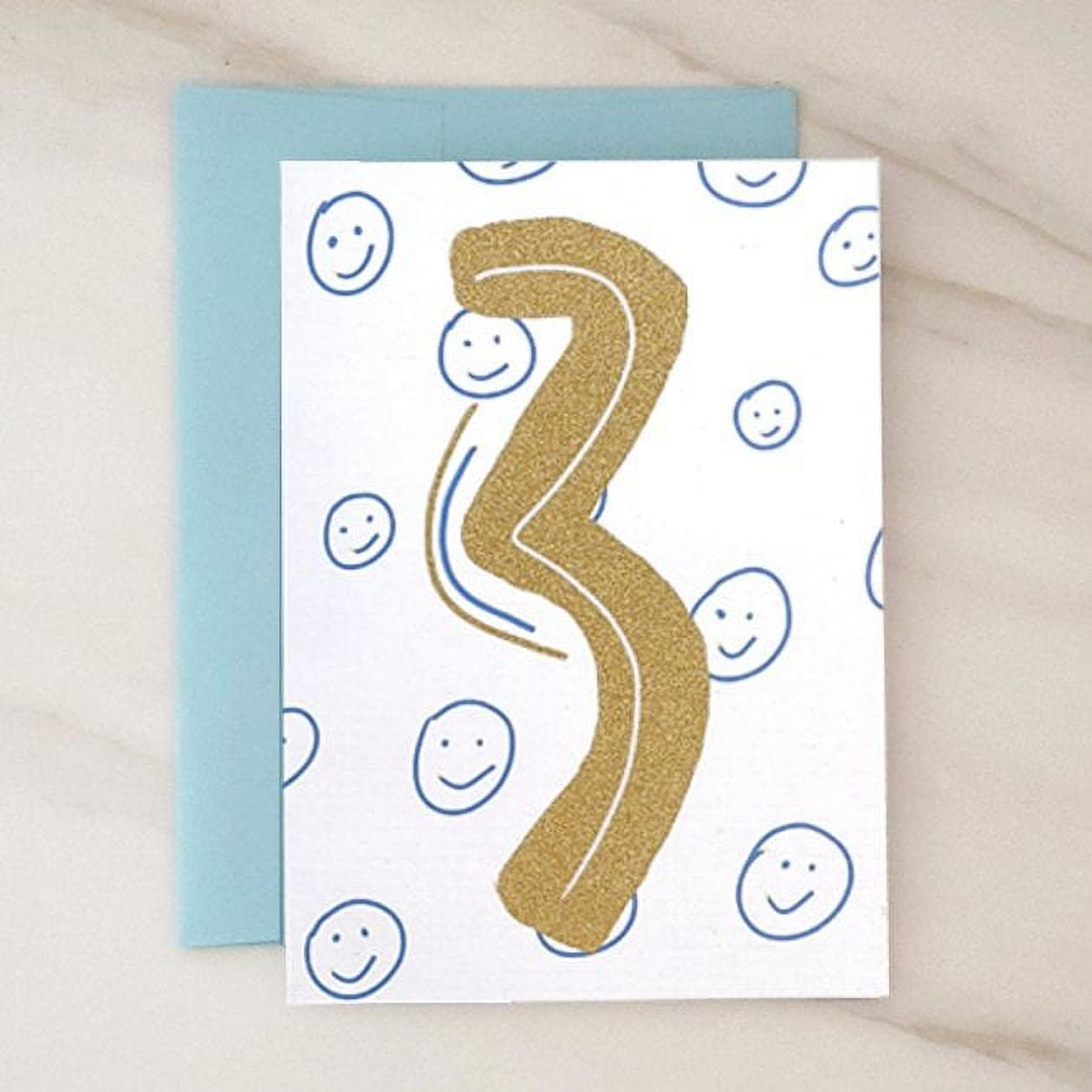 3rd Birthday, Birthday Greeting Card for 3 Year Old, 5x7 in. Blue ...