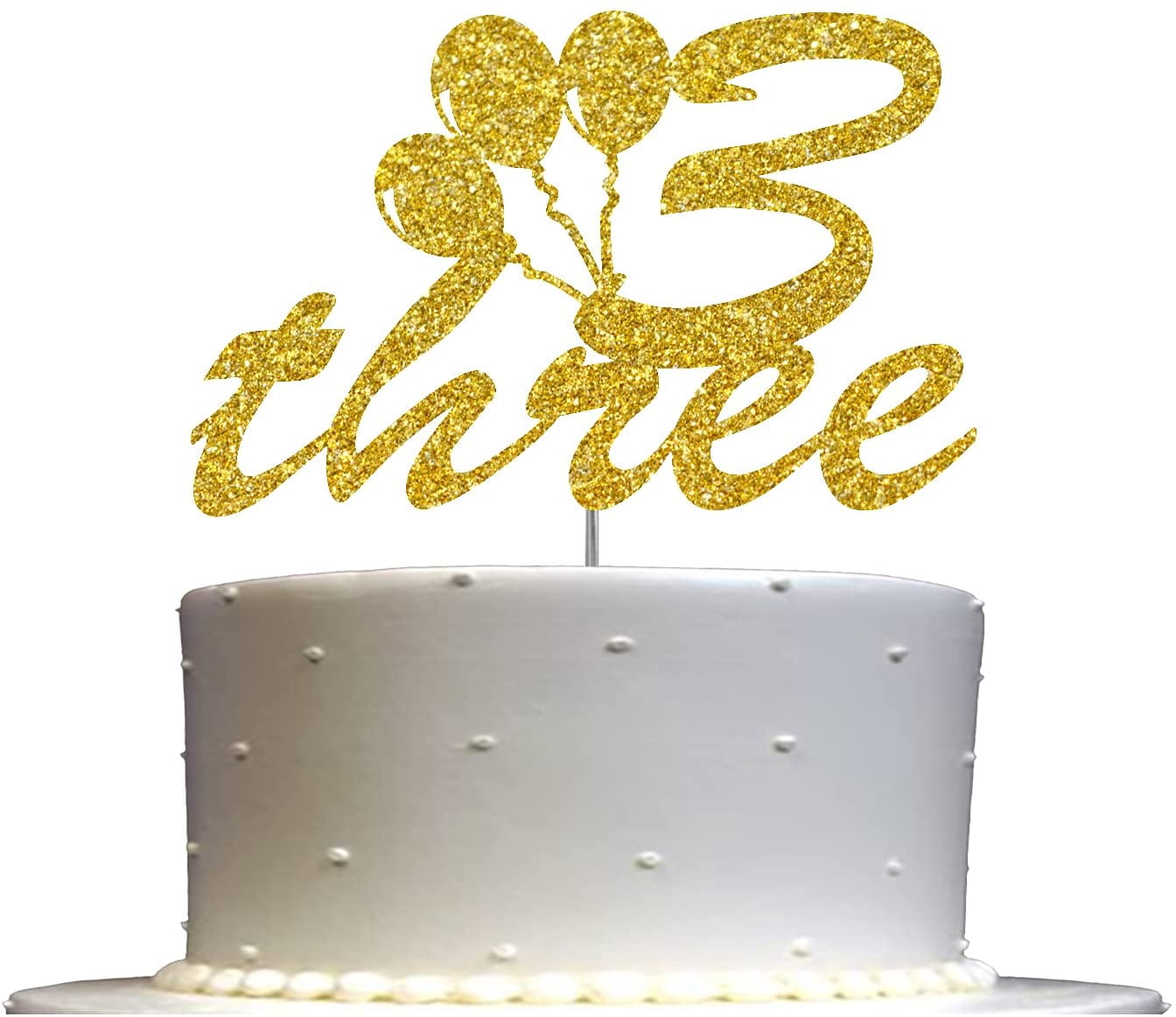 3rd Birthday Cake Topper Gold Glitter, Number Three Children Birthday ...