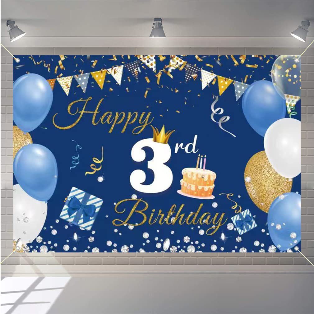 3rd Birthday Decorations Happy 3rd Birthday Backdrop Banner for Boys ...
