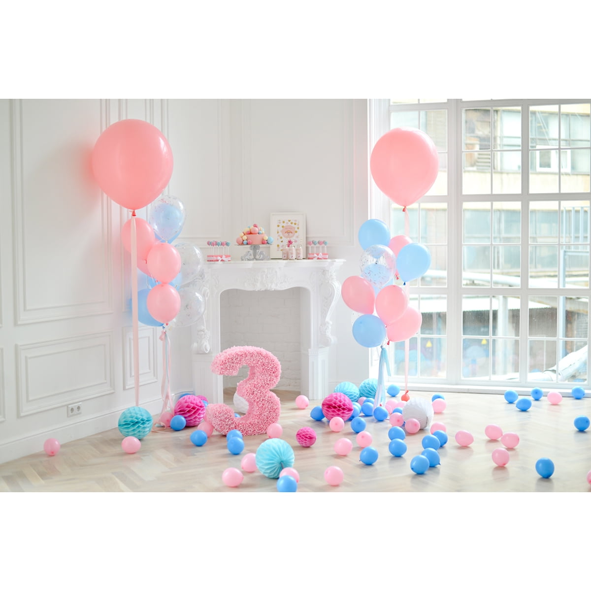 3rd Birthday Photography Backdrop 3D Balloons Photo Studio Background ...