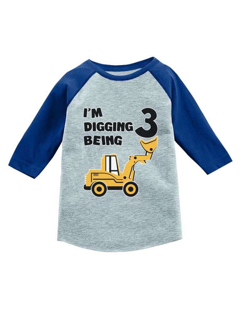 3rd Birthday Shirt Construction Party Gift 3 Year Old 3/4 Sleeve ...