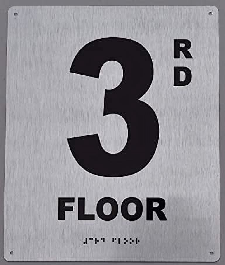 3rd Floor Sign- Floor Number Sign- Tactile Touch Braille Sign ...