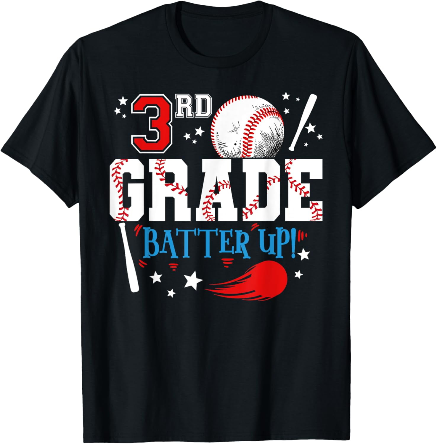 3rd Grade Batter Up Back To School Baseball Player Boys T-Shirt ...
