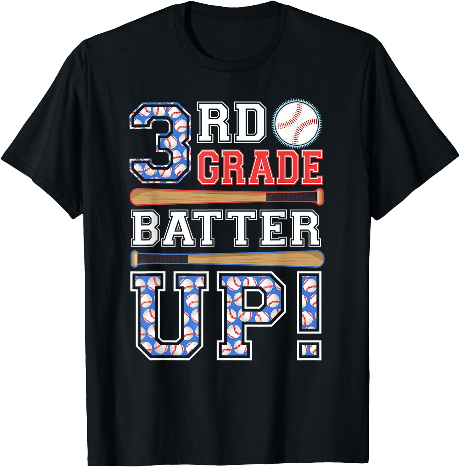 3rd Grade Batter Up Baseball-Third Grade Back To School T-Shirt ...