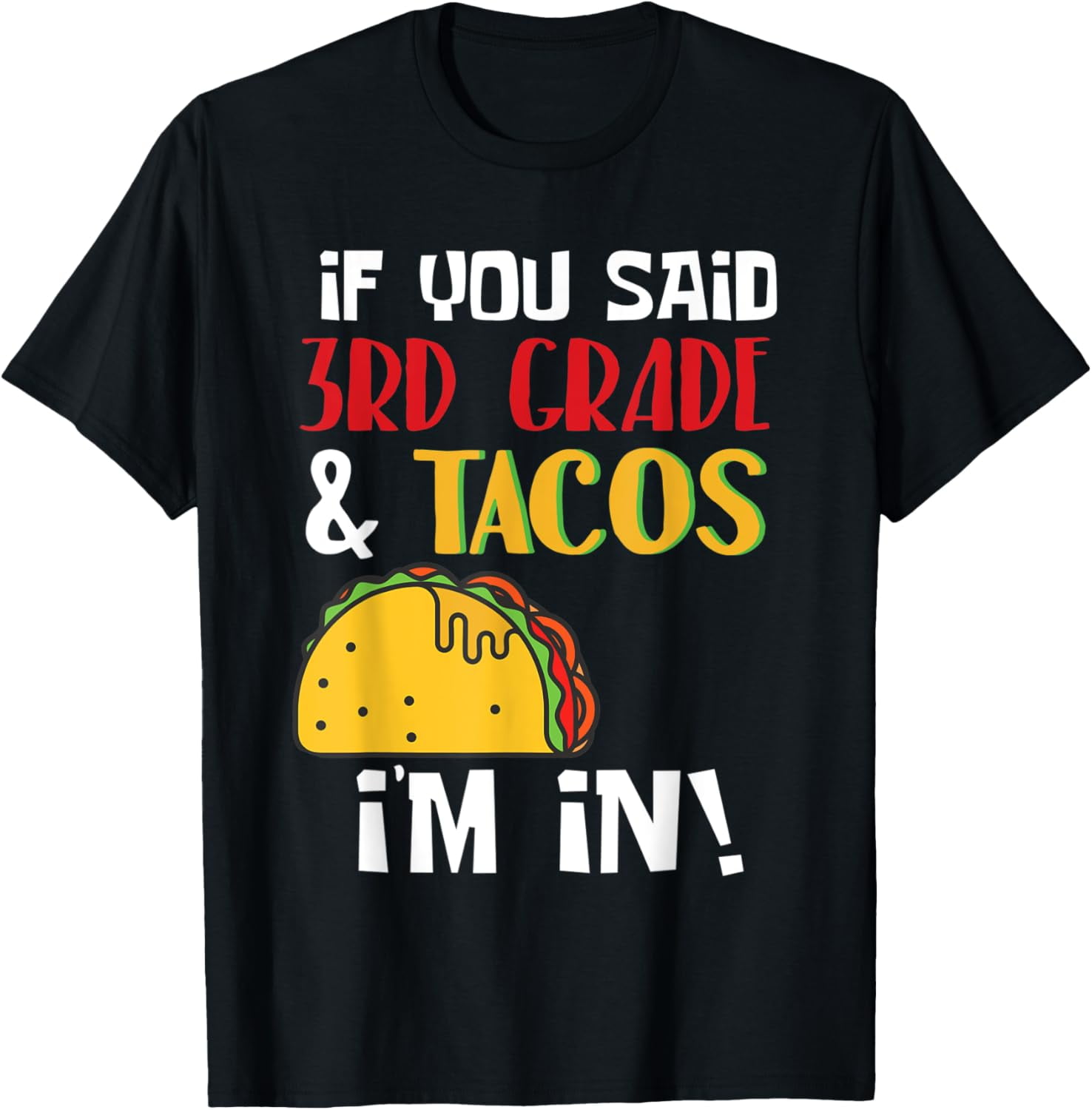 3rd Grade Tacos Back to School T-shirt Boys Girls Third - Walmart ...