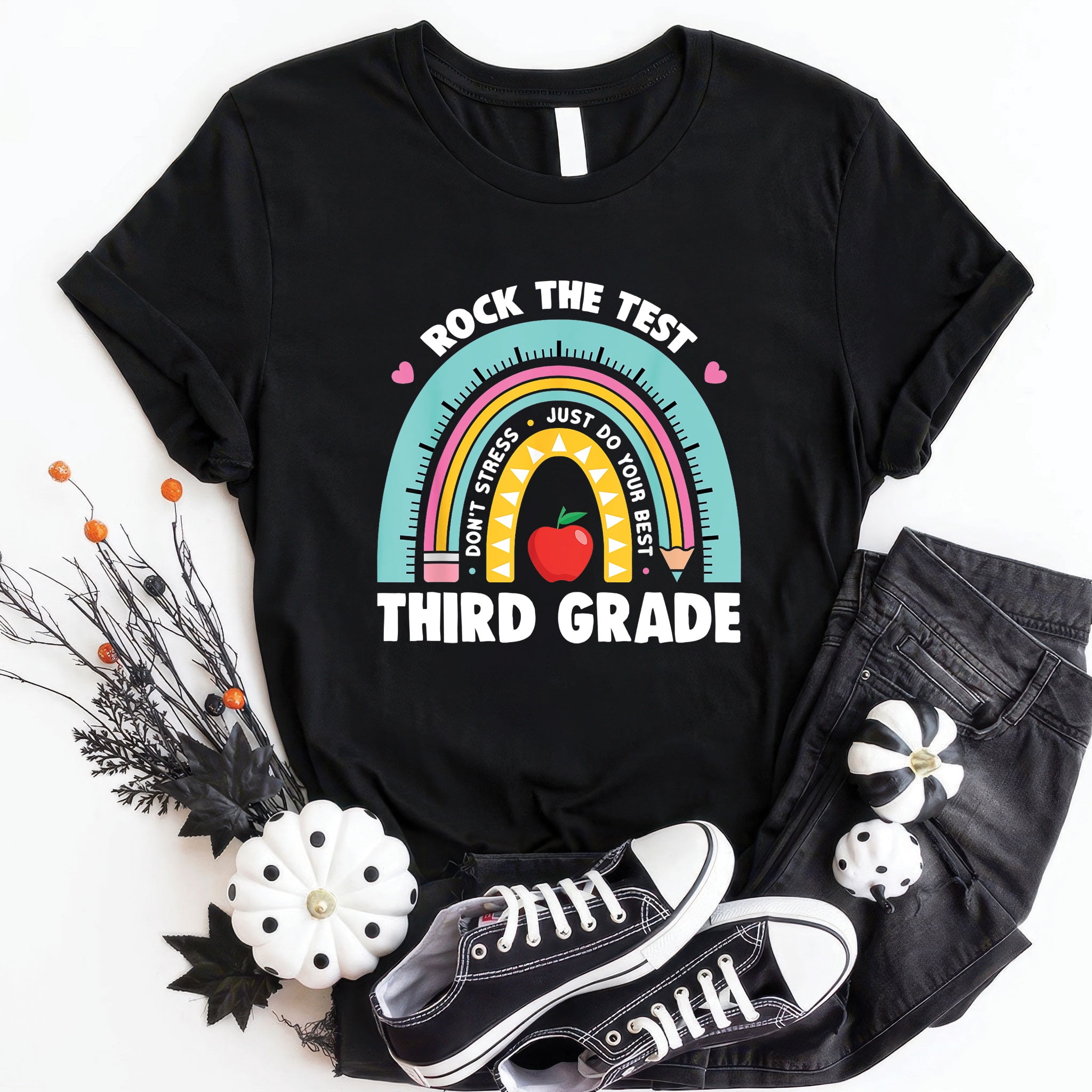 3rd Grade Teacher Rock The Test Day Third Grade Testing Day T-Shirt ...