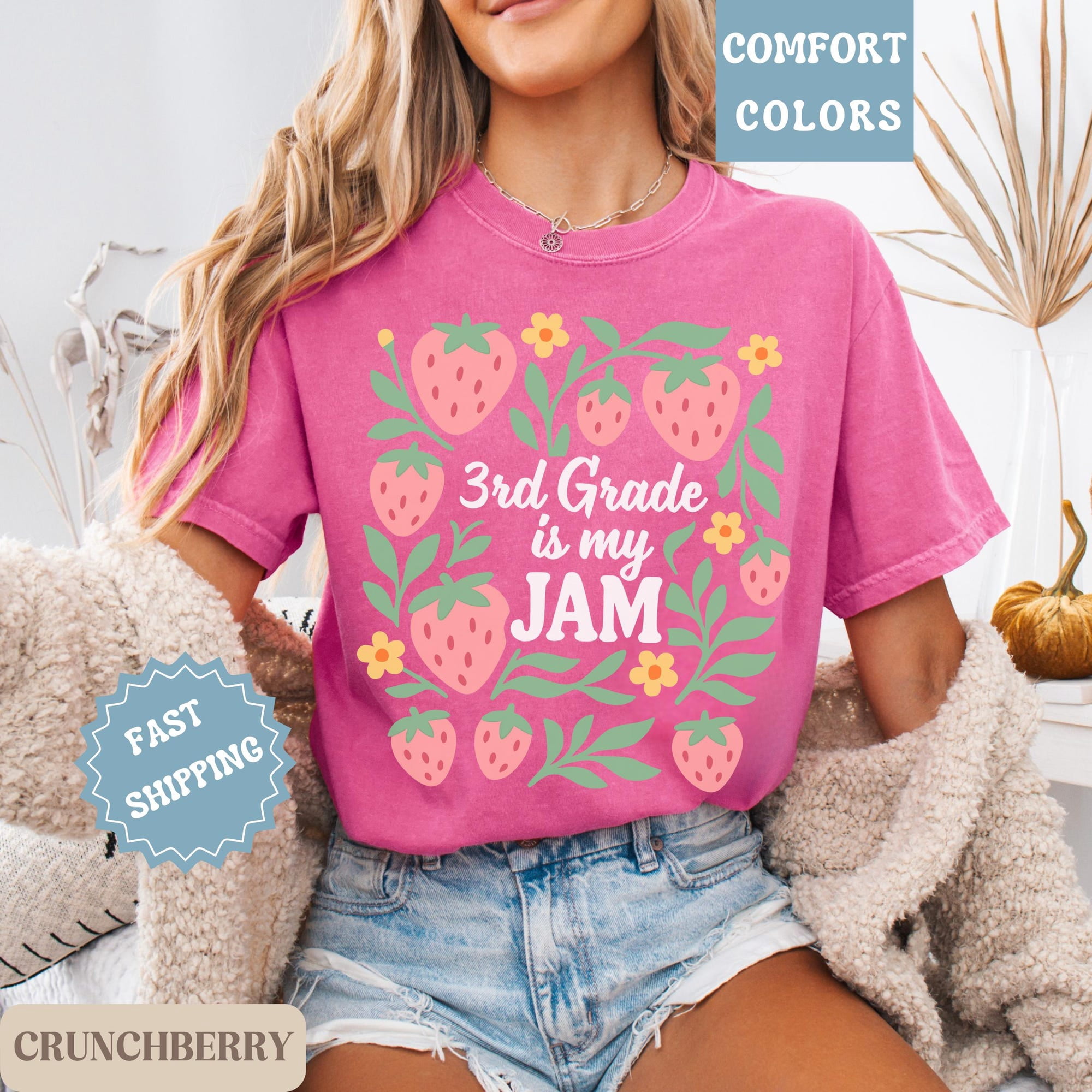 3rd Grade Teacher Shirt Strawberry Teacher Tee Cute Teacher Shirt Fun ...