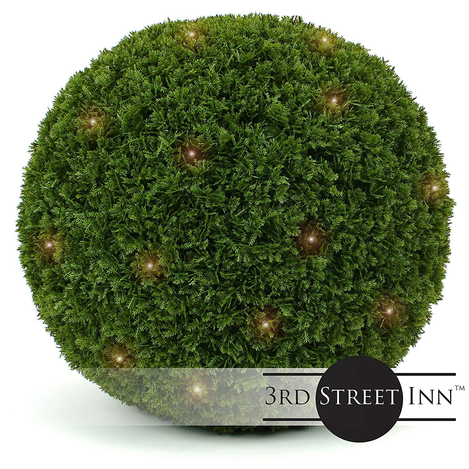 3rd Street Inn 15" Artificial Cypress Lighted Topiary Ball - 1-pack ...