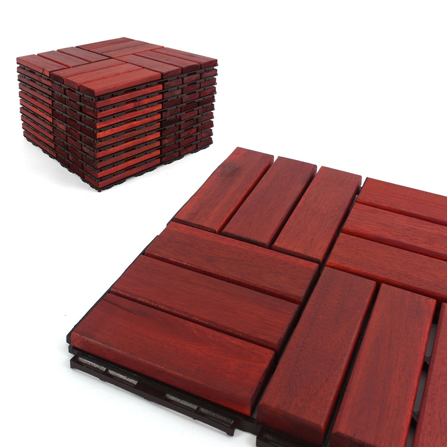 3rd Street Inn Acacia Wood Deck Tiles - Clay Finish - Checkered - 10 ...