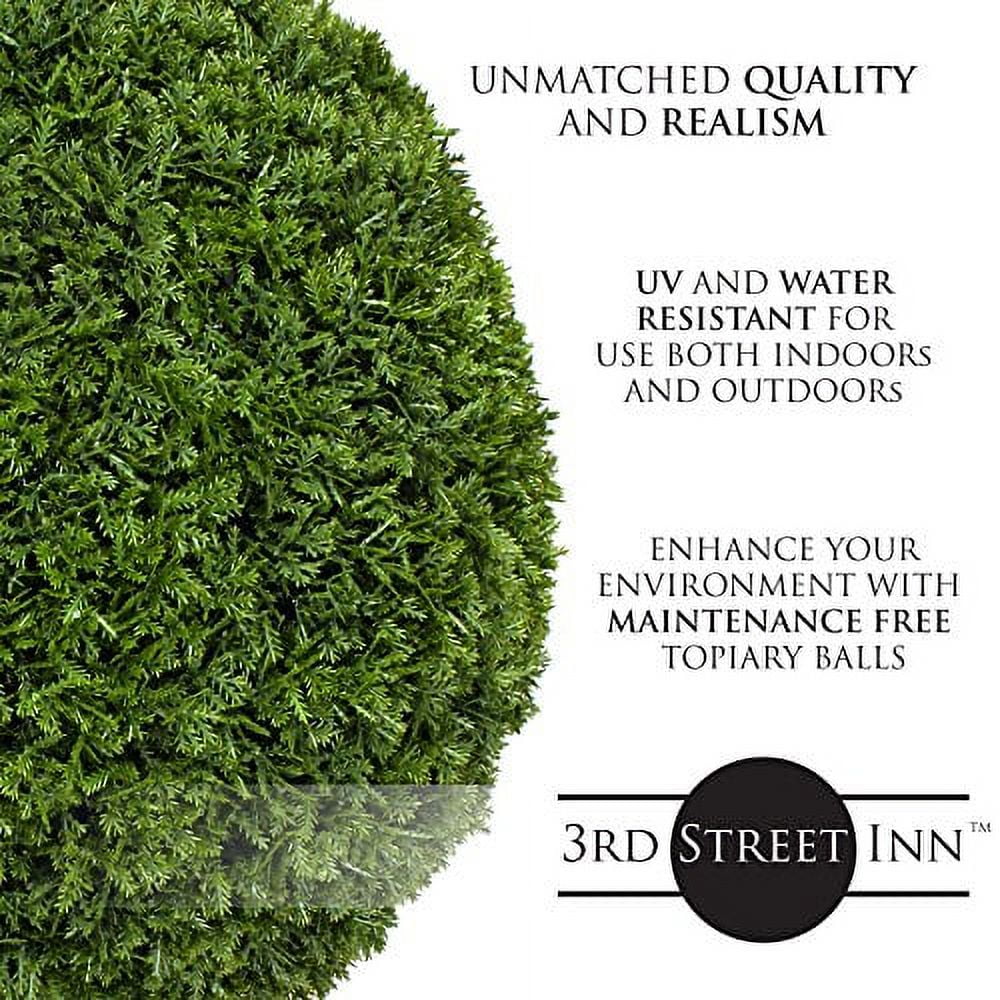 3rd Street Inn Medium Cypress Topiary Ball - Artificial Plant Set - Indoor/Outdoor Wedding Party ...