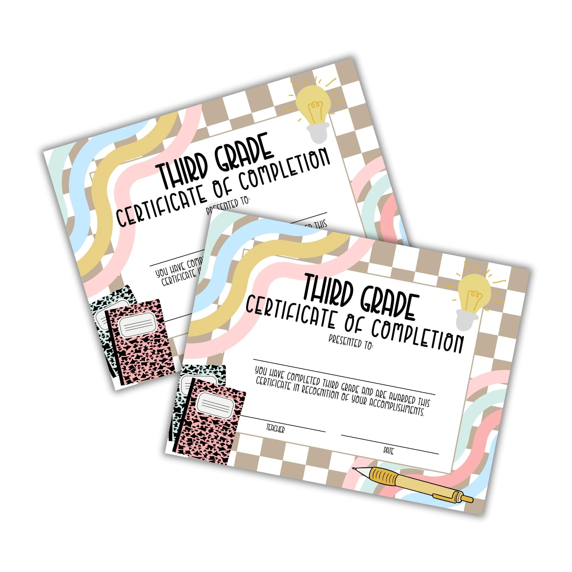 3rd Third Grade Graduation Certificate of Completion Award 30pk 8.5x11 ...
