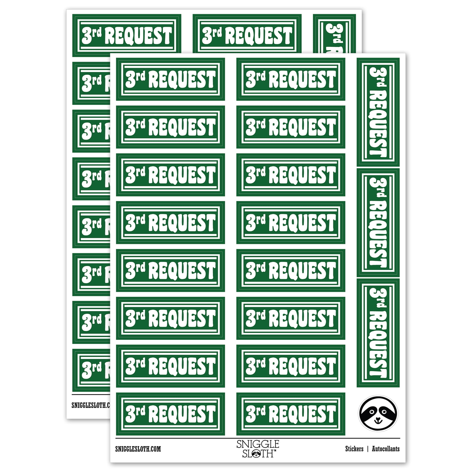 3rd Third Payment Request Sticker Set - Dark Green - Gloss Finish - 2. ...