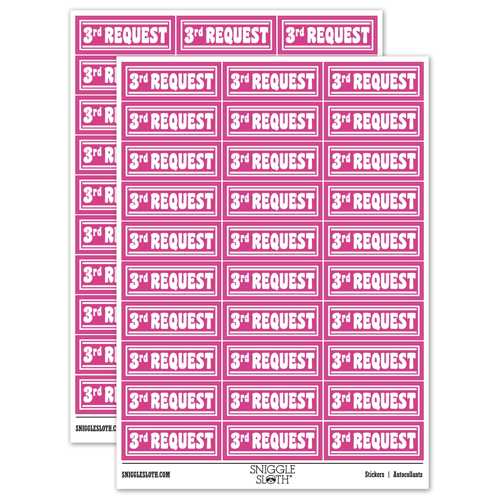 3rd Third Payment Request Sticker Set - Hot Pink - Matte Finish - 1.75 ...